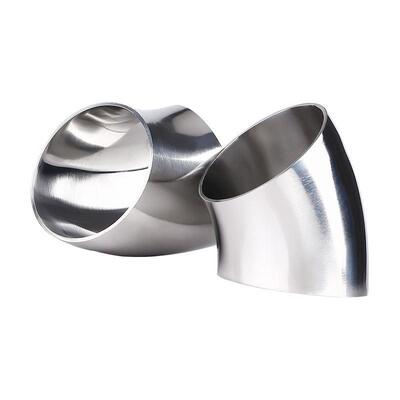 45度弯头304不锈钢卫生级镜面短弯头冲压抛光焊接弯头快装弯管38