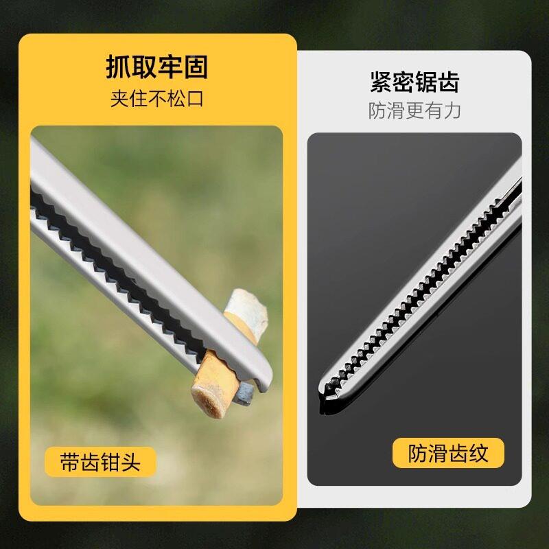 下水道长夹子取加长家用烧捡垃圾夹子FRB火钳物锈钢拾火不物器碳