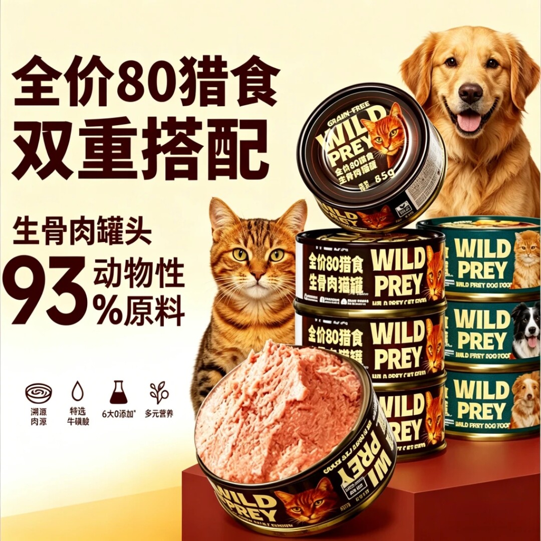 妙爽全价主食猫罐头狗罐头85g牛肉鸡肉双重搭配宠物猫狗零食增肥
