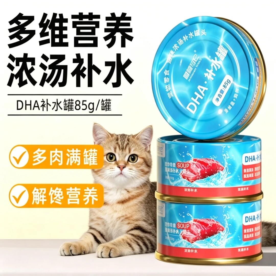 冒险与它DHA补水猫罐头85g猫咪零食鸡肉金枪鱼高汤补水解馋湿粮罐
