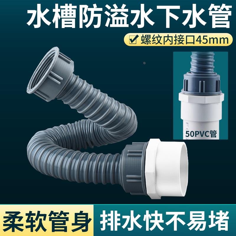 厨房双头水槽下水管菜盆洗碗池双螺口排水管连接软管加长防溢水头