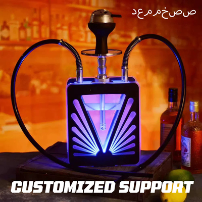 4PCS阿拉伯水烟双管带灯烟壶酒吧KTV大烟雾水烟壶hookah shisha