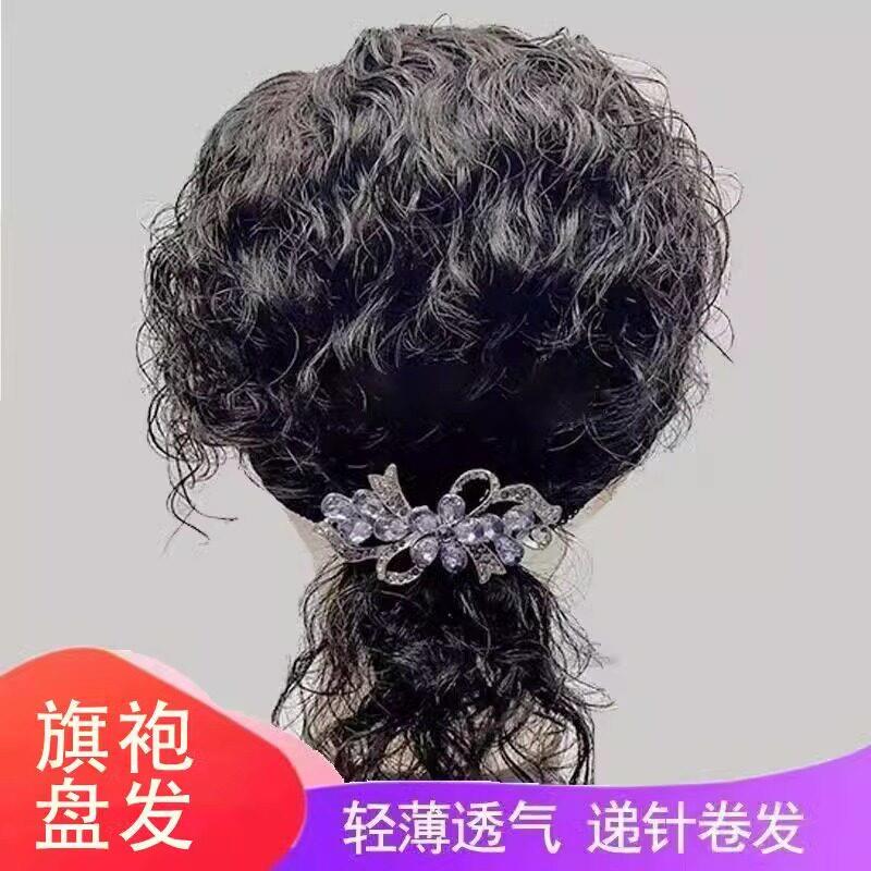 秋冬新款卷发全真发复古假发片女头顶补发块遮白发轻薄羊毛卷发片