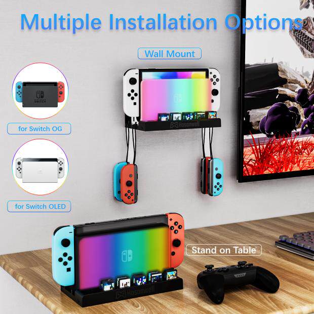 适用NS任天堂switch主机挂墙上收纳架oled墙面收纳散热支架配件