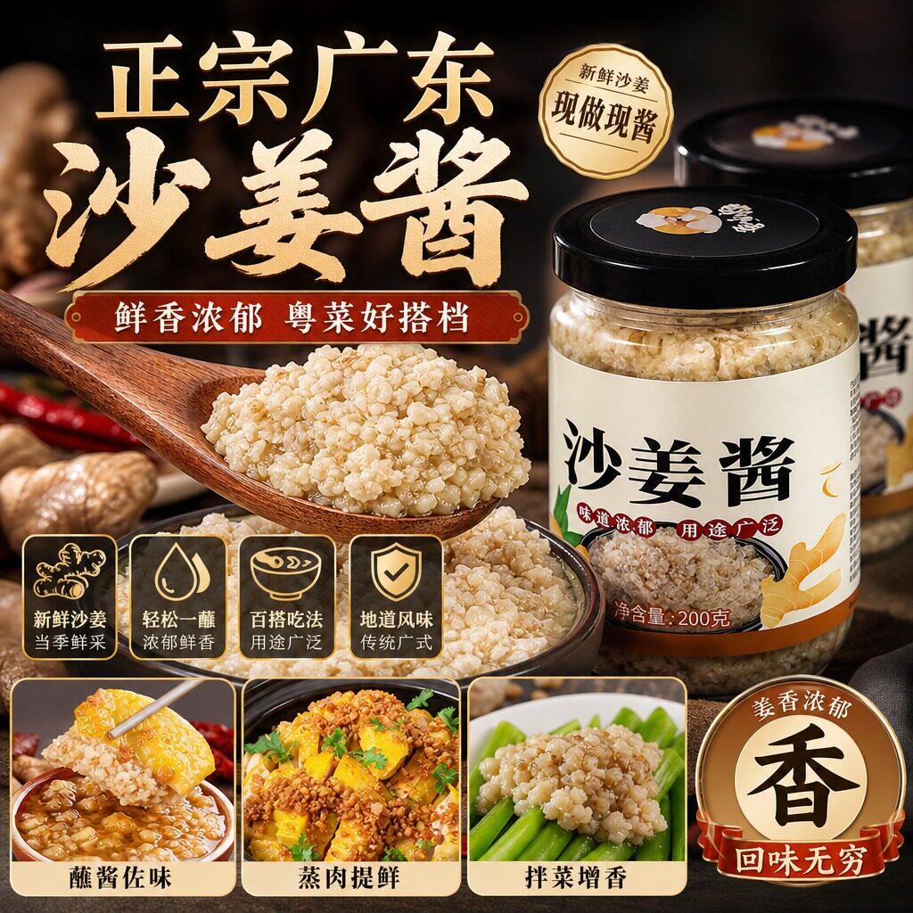 广东沙姜酱新鲜广式白切鸡猪肚蘸料瓶装家用姜泥调味料商用旗舰店