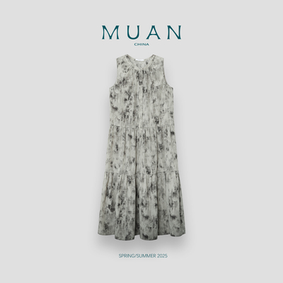 木岸muan兰亭序背心裙定制禅意背心裙宽松连衣裙女DS-9155