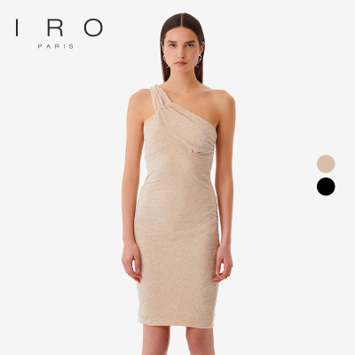 夏季针织条纹法式IRO单肩连衣裙