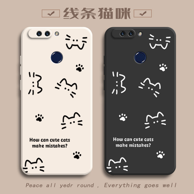 适用华为荣耀V9手机壳DUK一AL20保护套DUKAL10新款TL30外壳Honor9V九硅胶软壳HonorV全包边防摔女款简约猫咪