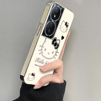 适用荣耀play8t手机壳7T新款华为HonorPlay5/6Tpro黑蝴蝶结kt猫paly5t防摔plat3/4tpro全包8X9卡通8C女生外壳