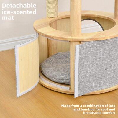 Hum多i猫爬架猫窝猫树DUN集成空层实木猫架可n移动垫大猫窝垂直不