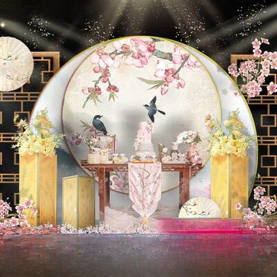 新婚礼BHI柱中国宫灯道路指南藤灯道具订婚婚舞台布宴置装饰方摆