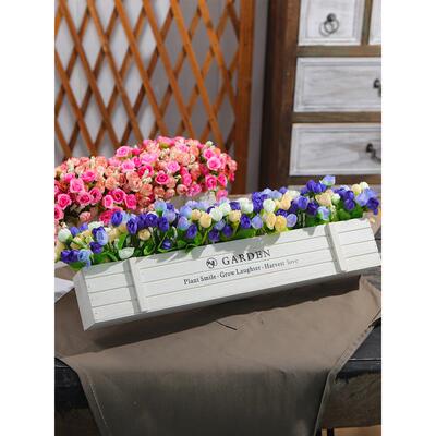 VPI玫瑰假花栅花彷栏真花花桌面墙遮挡艺装饰插角花绿植摆设盆栽