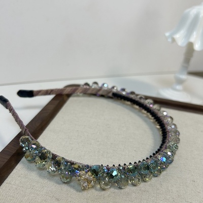 重工发饰水晶亮钻发箍 纯手工气质头箍压发轻奢名暖超仙 仙女发卡