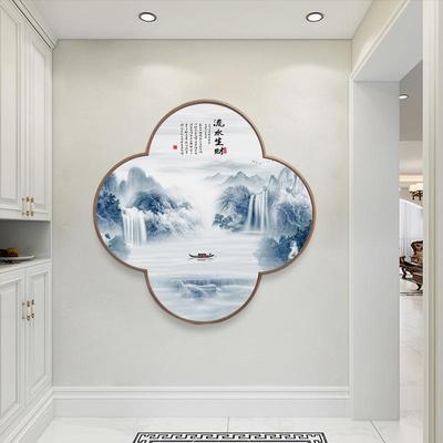 流水CY121816生财四叶草玄关山画海纳川宁静致水远客厅走廊挂画百