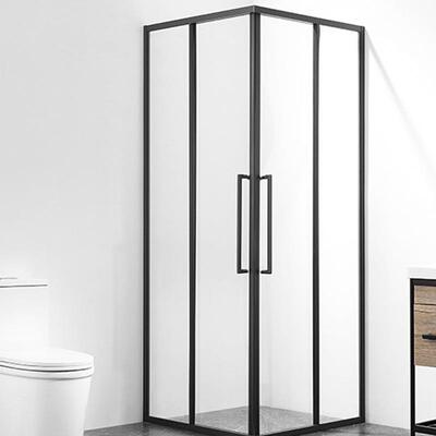 L型铝金合淋房侧拉ZHH滑门干湿分离浴室隔断极窄卫生间浴约家简用