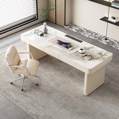 意式极简师轻现代岩板书桌家奢用卧室VLK书约房办公电脑桌写字台