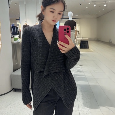不对称休闲针织毛衣女