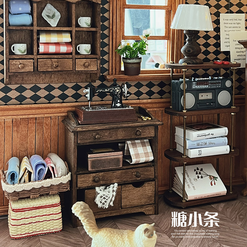 糖小条娃屋家具缝纫机工o作台ob11场景桌子bjd拍照裁缝间12分道具