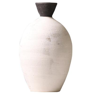 侘风陶泥花瓶粉器引插花花插日式复古拼寂色茶室干花装ILE饰品摆