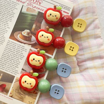 可爱苹果发夹女侧边刘海夹子