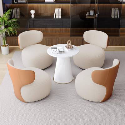 旋转小沙发椅单人轻奢客厅阳台简约意式休闲桌椅组合接待洽谈家用