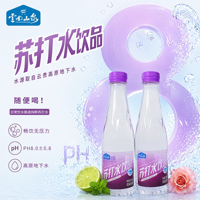 新品【大山云南山泉】苏打水PET370ml*12瓶弱碱性苏打饮料整箱装