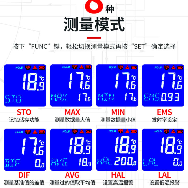 泰克曼手持式红外线测温仪工业高精度测温枪水温油温温度非接触式