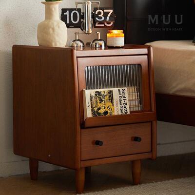 中古实木床型头柜小简纳易卧室抽屉收床柜日式储物尾超窄97331边