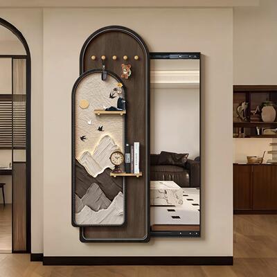 中古风洞洞板隐形穿衣镜藏式全镜子NLC挂画暗藏式身镜玄隐关子装