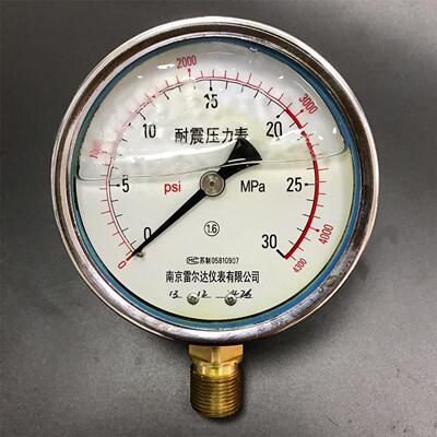 耐震压力表 直径100mm 压力 4300psi 30mpa 螺纹m20x1.5 径向