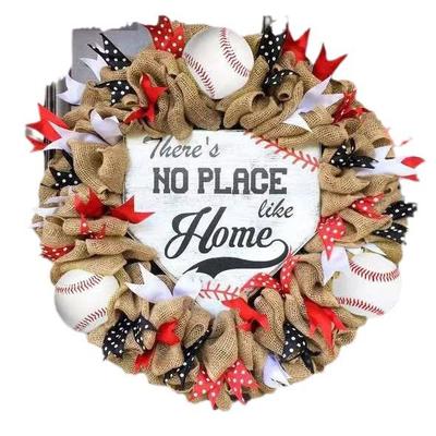 home门牌装饰花环棒球队花环垒球装饰门挂仿真花环