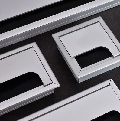 长方形线孔盖 铝合金毛刷仿尘会议桌电脑桌面线盒 线盒盖过线盒