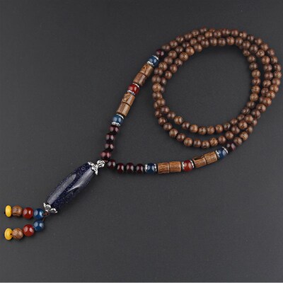极速wooden beads Handmade Pendant Necklace Long Sweater Chai