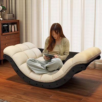 速发懒椅沙发椅设计师多功能香蕉船摇摇人成人躺椅黑胡桃单人月亮