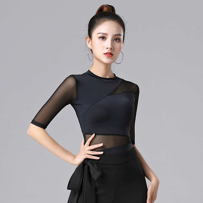 形体服2024年新款舞蹈训练服舞衣夏国标拉丁舞练功服上衣女高级感