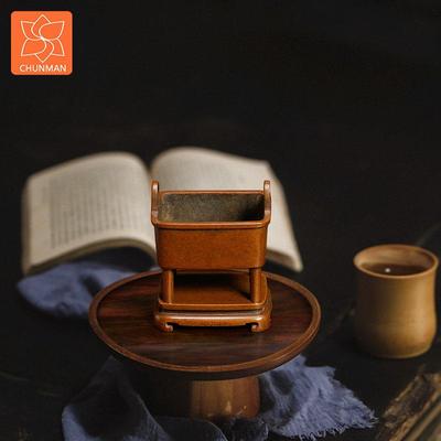 庆松堂苏工铜炉名家胡庆松制四足方鼎套炉复古纯铜沉香檀香熏香炉