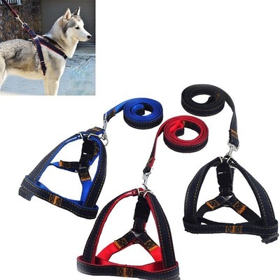 New Colorful Jean Denim Leash Harness Dog Collar Chain Cat R