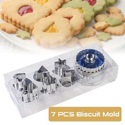 7pcs Cookie Cutters Set 6 Patterns Stainless Steel Baking