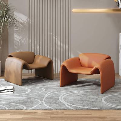 意式极简设计师沙发椅M型待螃椅网红单洽谈接人别XTK墅沙发休闲蟹