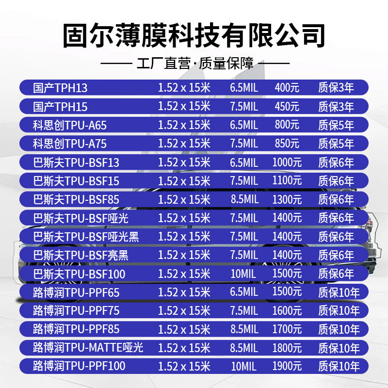 汽车tpu隐形车衣保护膜透明漆面保护膜TPU犀牛皮车身膜磨砂车衣膜