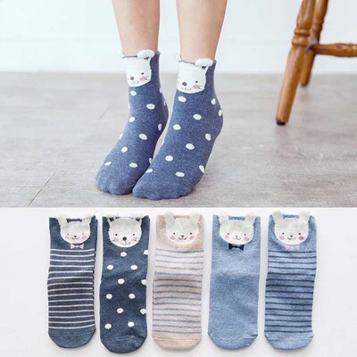 好货5 pairs lot pack women socks The New arrival Stereo ear
