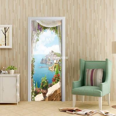 Door Decor Stickers 3D Wall Mural Removable Selfadhesive l