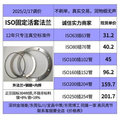 ISO-F真空活套法兰 不锈钢固定活套 IOS63-ISO500 真空盲板法兰