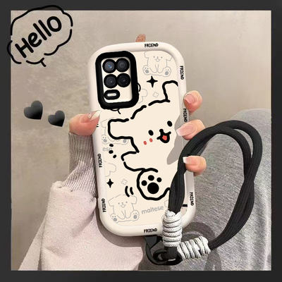 适用真我V13手机壳realmeV135G保护套Realme新款REAIMEV软OPPO硅胶OPPOV全包5G防摔OPPORealmeV男女黑猫白狗