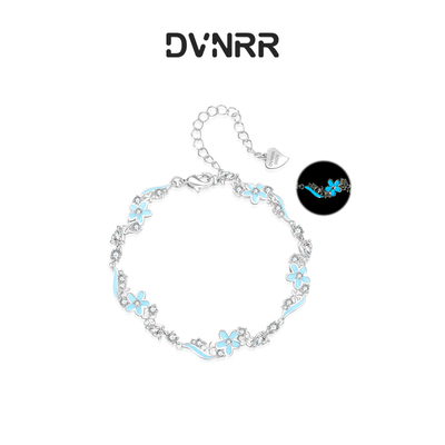 DVNRR海蓝花语 设计师原创夜光花朵手链s925银七夕礼物送女友