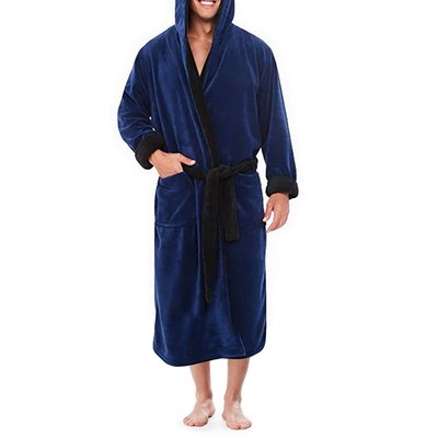 Mens Robe Winter Warm Casual Woman Mens Bathrobe Flanne