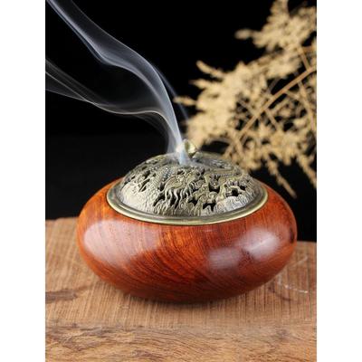 越南红木香炉创意家居檀香木香炉香薰炉客厅茶道木制书房室内板香