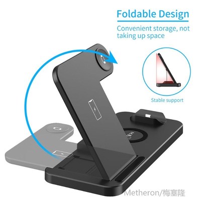 15W Qi Wireless Charger 4 in 1 Fast Charging Station for App