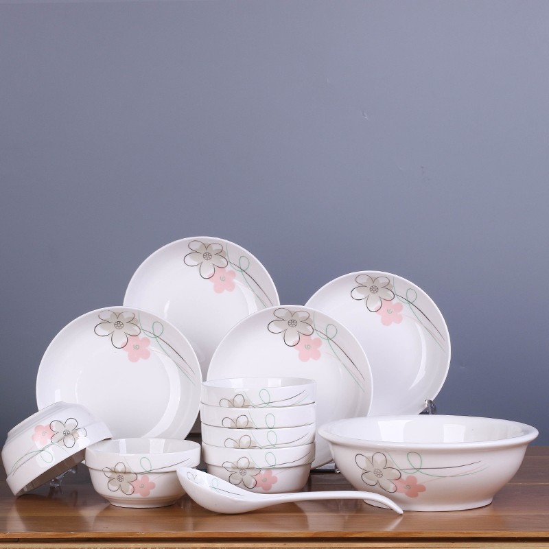 好货18头碗碟套装 家用陶瓷器吃饭碗面碗汤碗盘子菜盘碗盘餐具组