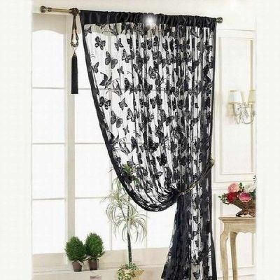 Door Curtain Window Room Black Lace Curtains Divider